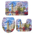 Big Ben Bathroom Rugs Set Spring Cherry Blossoms Red Bus Impressionist ...