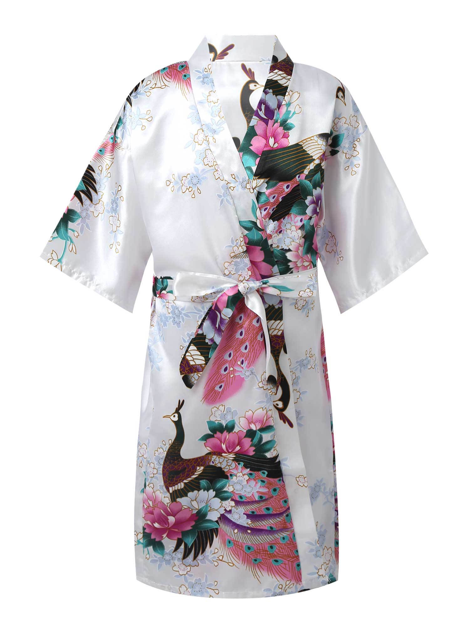 CHICTRY Kids Girls Stain Kimono Peacock Floral Robe Bathrobe Fancy ...