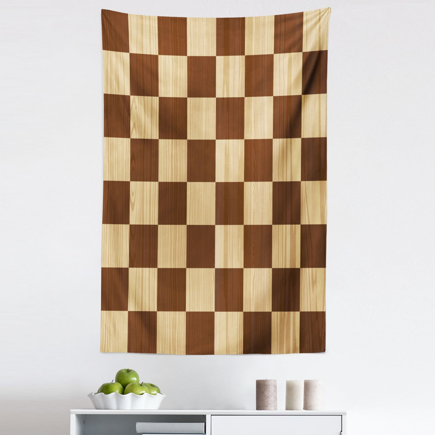 Checkered Tapestry, Empty Checkerboard Wooden Seem Mosaic Texture Image ...