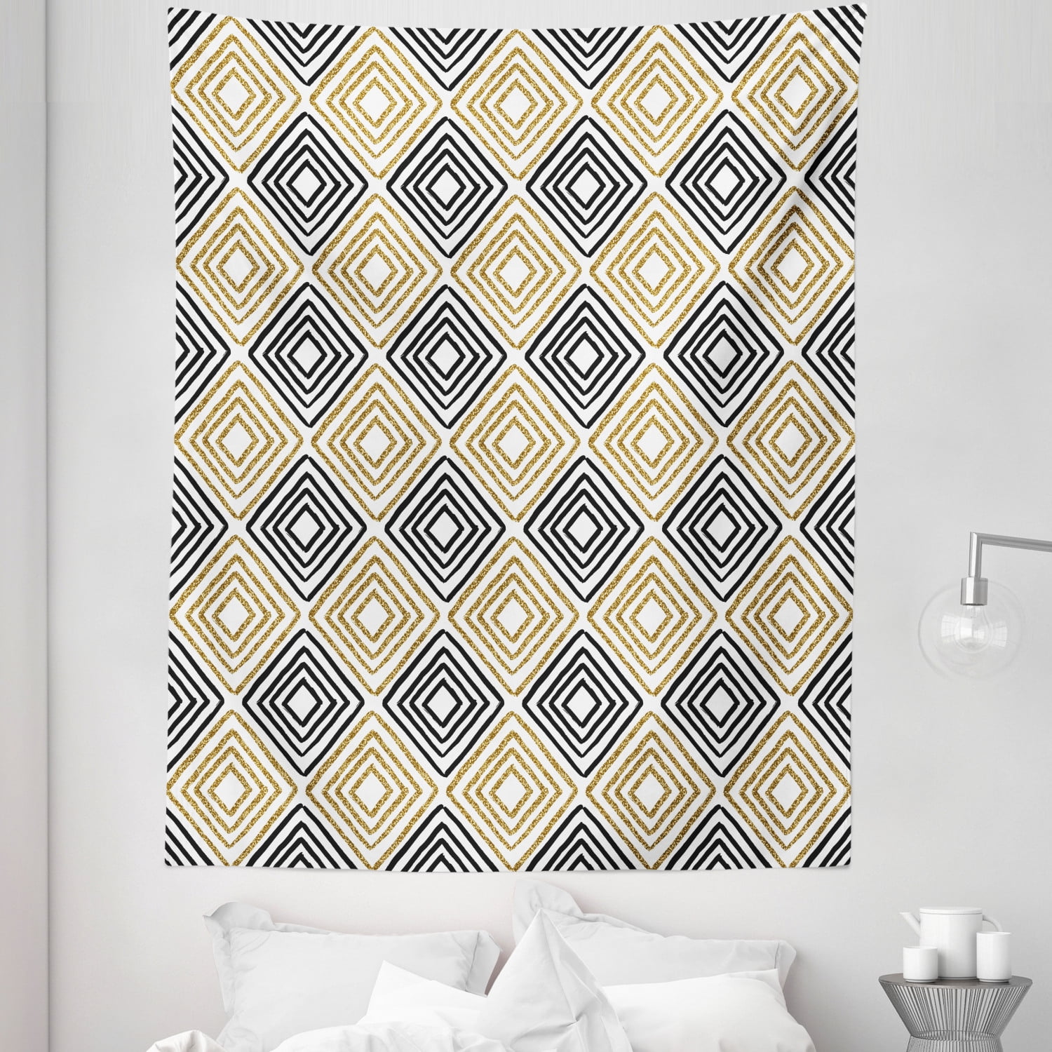 Modern Tapestry, Nested Square Shaped Lines with Minimalist Simple ...