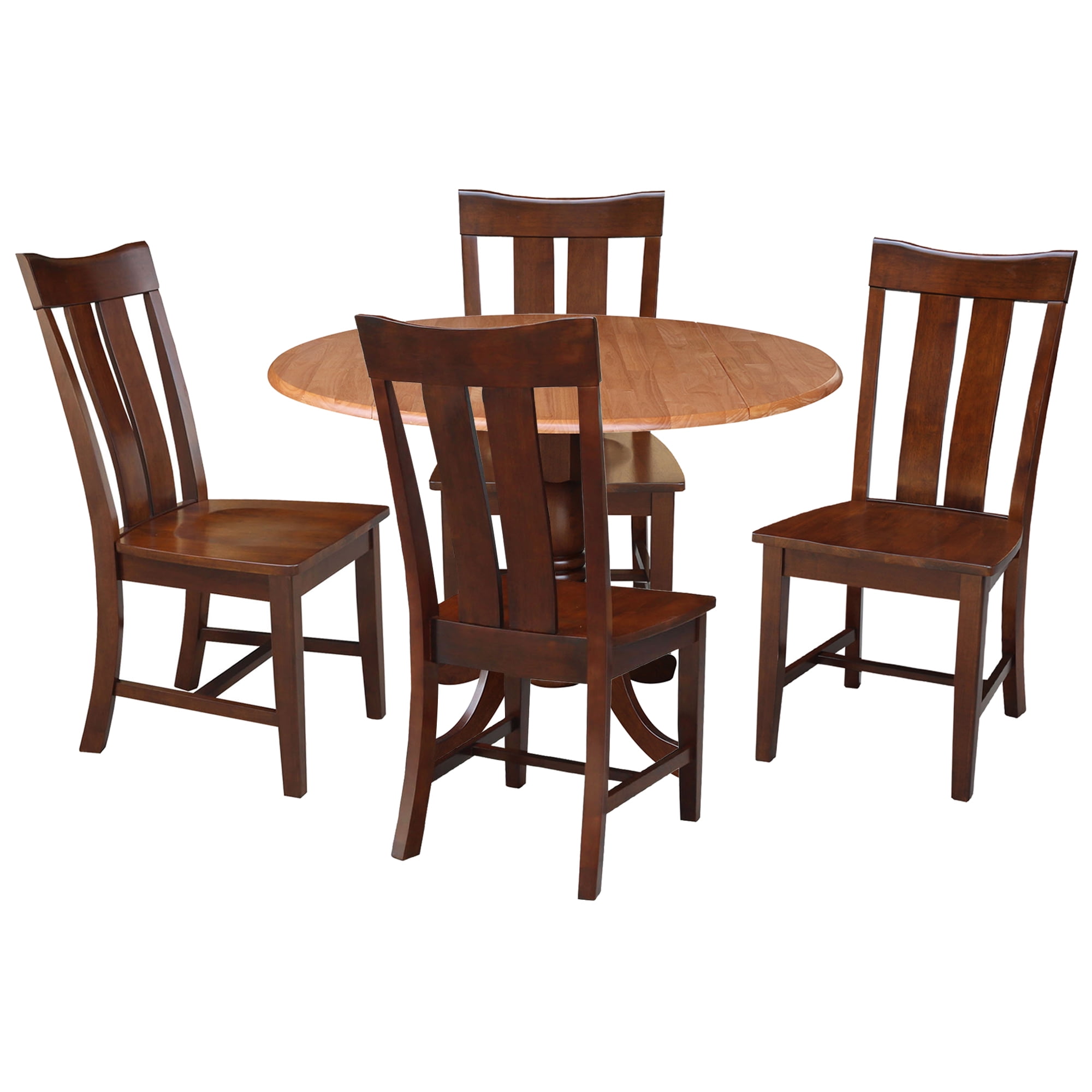 International Concepts Solid Wood 5-Piece Dining Set with 42 in. Dual ...