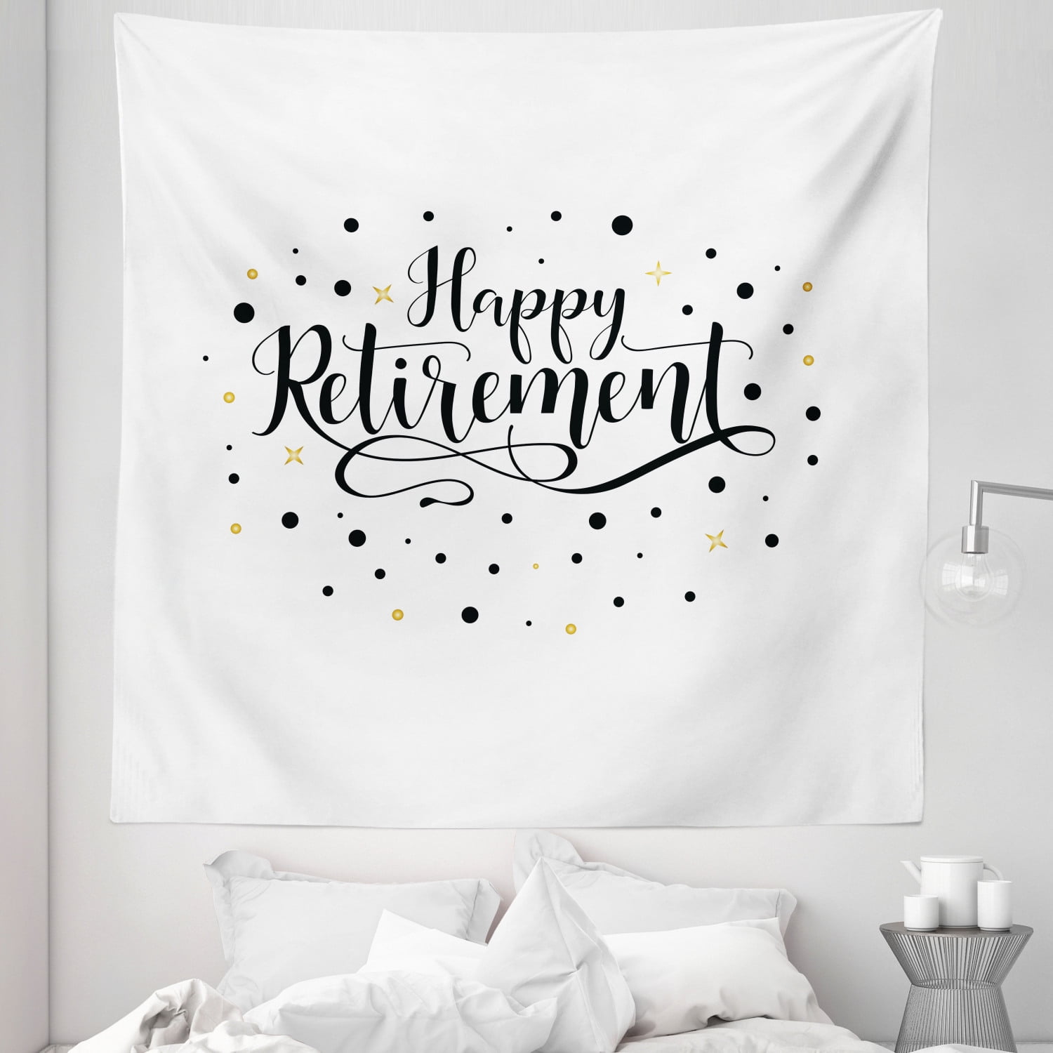 Retirement Tapestry, Curlicue Style Hand-Written Saying Happy ...