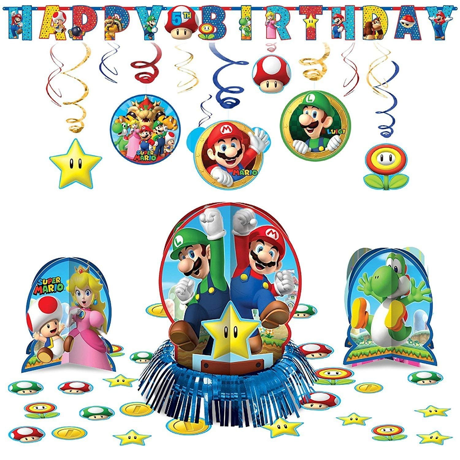 Amscan Super Mario Decoration Party Supplies Pack - Hanging Swirls ...