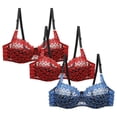 BRGZLK 3 Pack Plus Size Bra for Women Trendy Floral Lace Embroidery ...