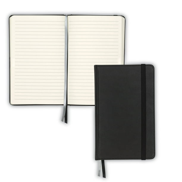 Samsill Hardcover Notebook, 5.25 Inch x 8.25 Inch, Black - Walmart.com ...
