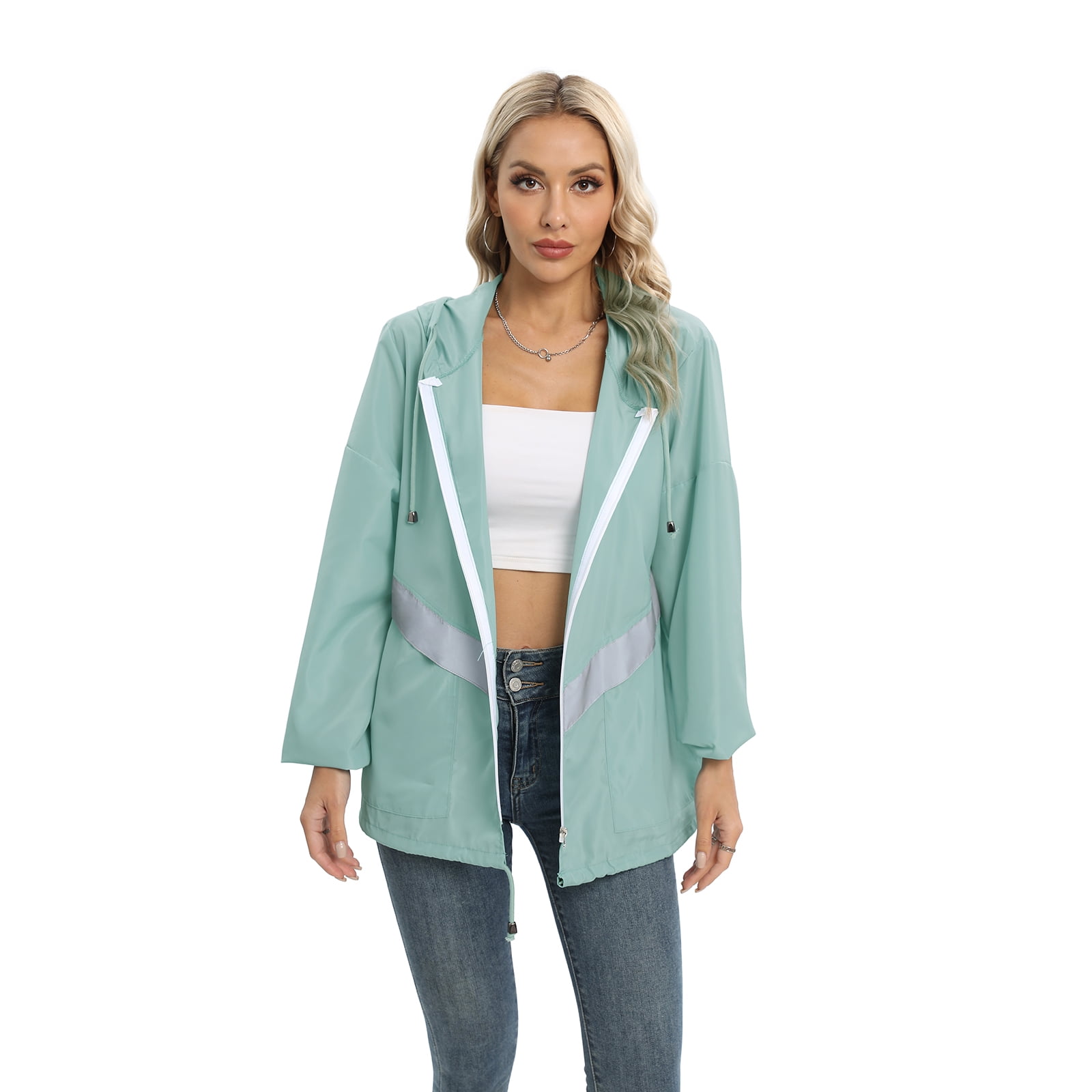Women's Waterproof Spring Jacket Zipper Fully Taped Seams Rain Coat ...
