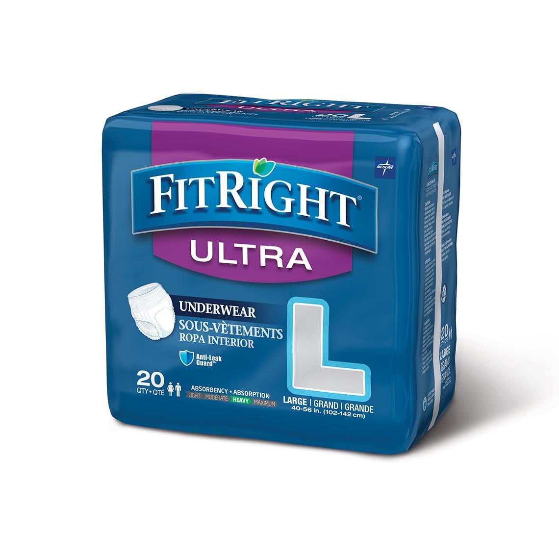 FitRight Ultra Protective Disposable Underwear, Large, 20 Count ...