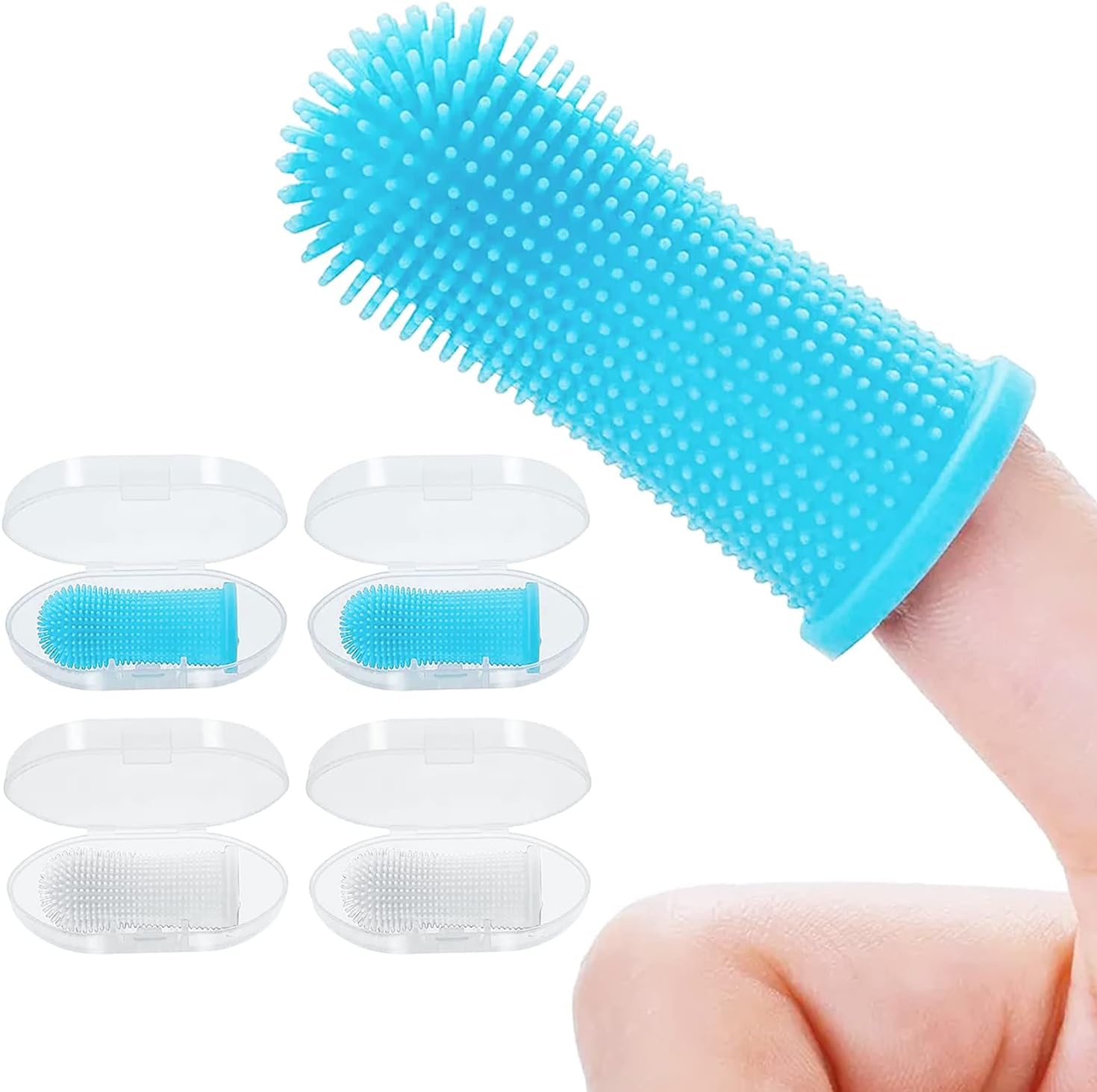 4 Pack Dog Finger Toothbrush, 360º Finger Dog Toothbrush, Dental Care ...
