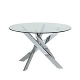 Chintaly Contemporary Dining Table w/ Clear Round Glass Top - Walmart.com