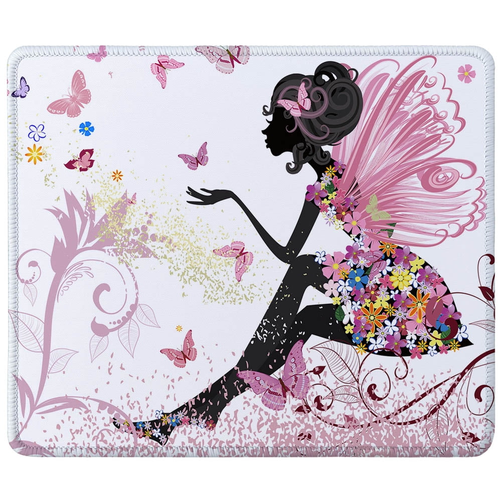 Butterfly Girl Mouse Pad Pink Butterfly Beautiful Girl Rectangular ...