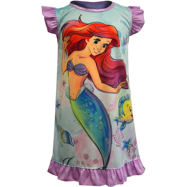 AME Sleepwear Girls' Disney Princess Little Mermaid Ariel and Flounder ...