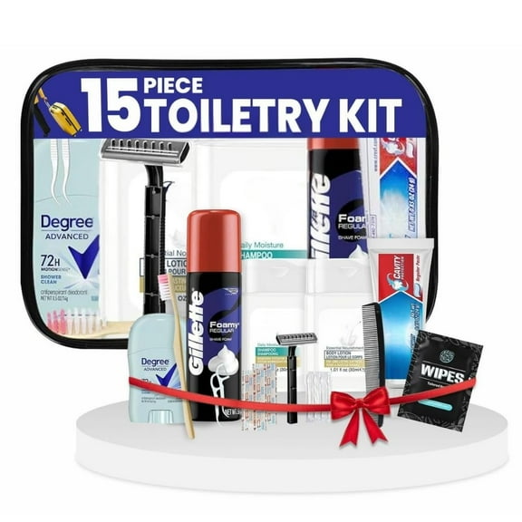 Unisex Toiletry Travel Kit, 20 Piece TSA Approved Personal Care ...