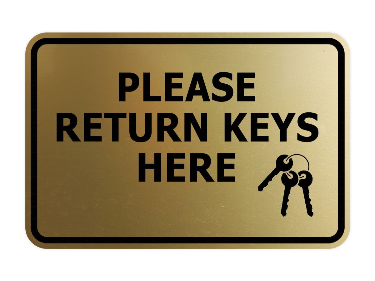 Signs ByLITA Classic Framed Please Return Keys Here Sign (Brushed Gold ...