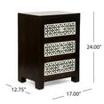 GDF Studio Kuna Boho Handmade Mango Wood 3 Drawer Nightstand, Dark ...