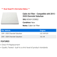 Cabin Air Filter - Compatible with 2015 - 2020 Chevy Suburban 2016 2017 ...