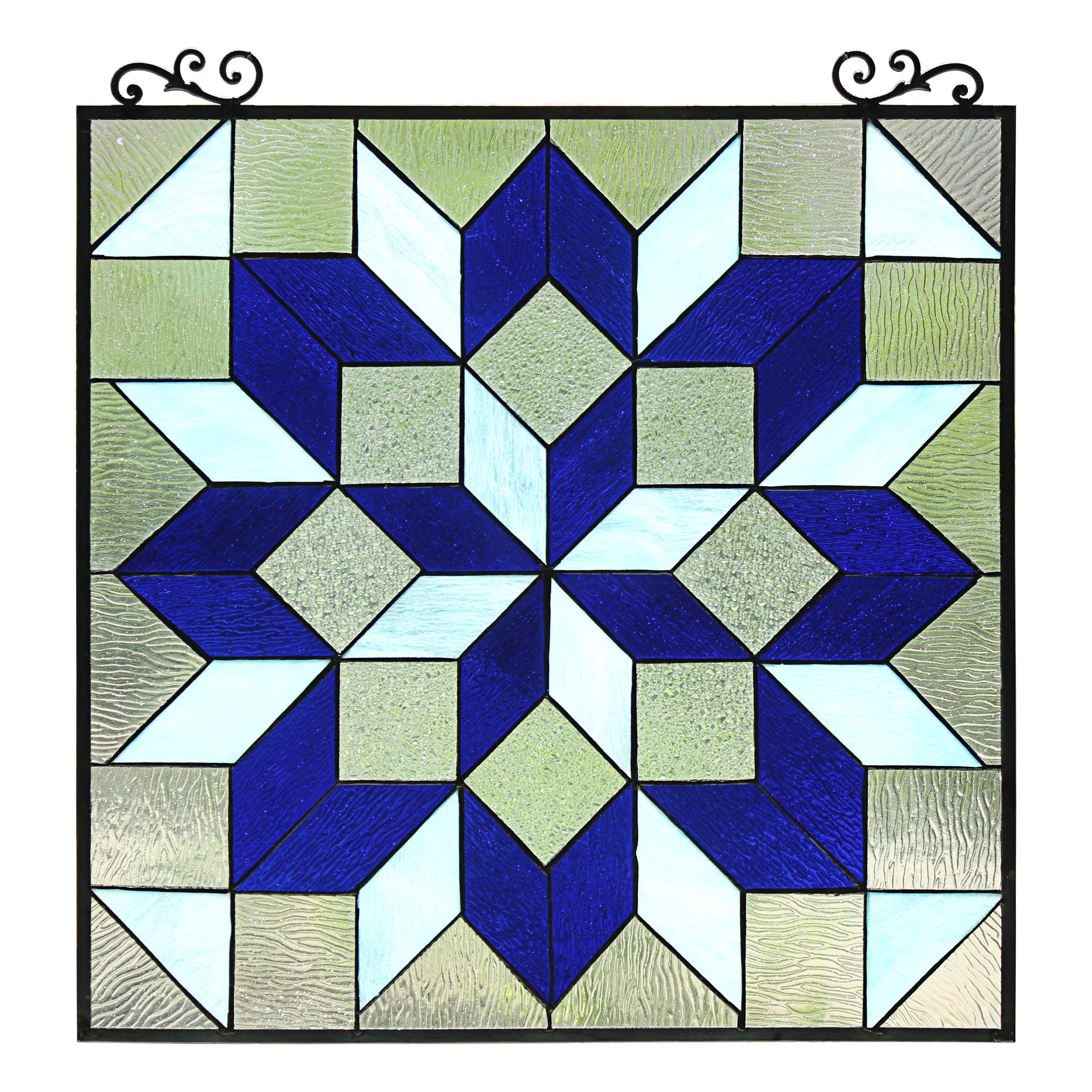 RADIANCE goods Tiffany-Style Geometric Stained Glass Window Panel 25 ...