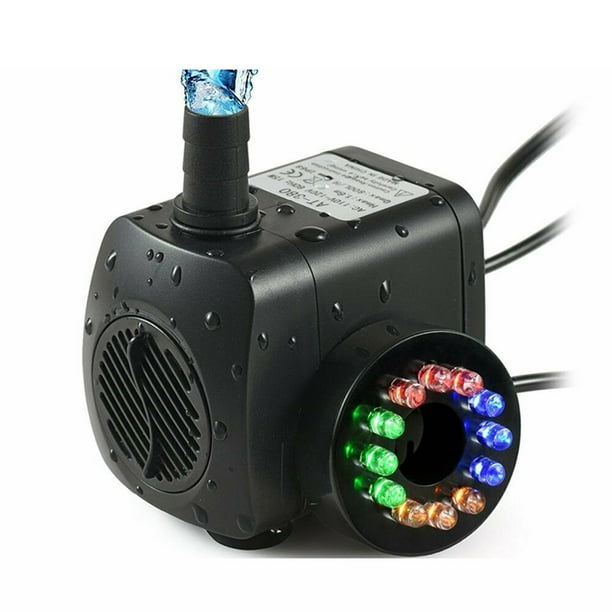 Goriertaly 15W Submersible Water Fountain Pump With 12 LED Light For ...