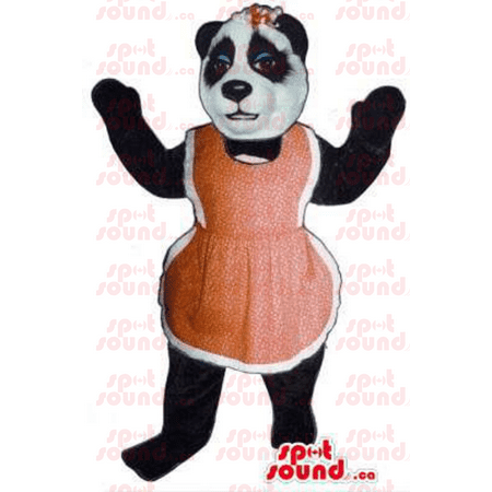 Girl Panda Bear Forest SPOTSOUND Mascot Dressed In A Red Apron And ...