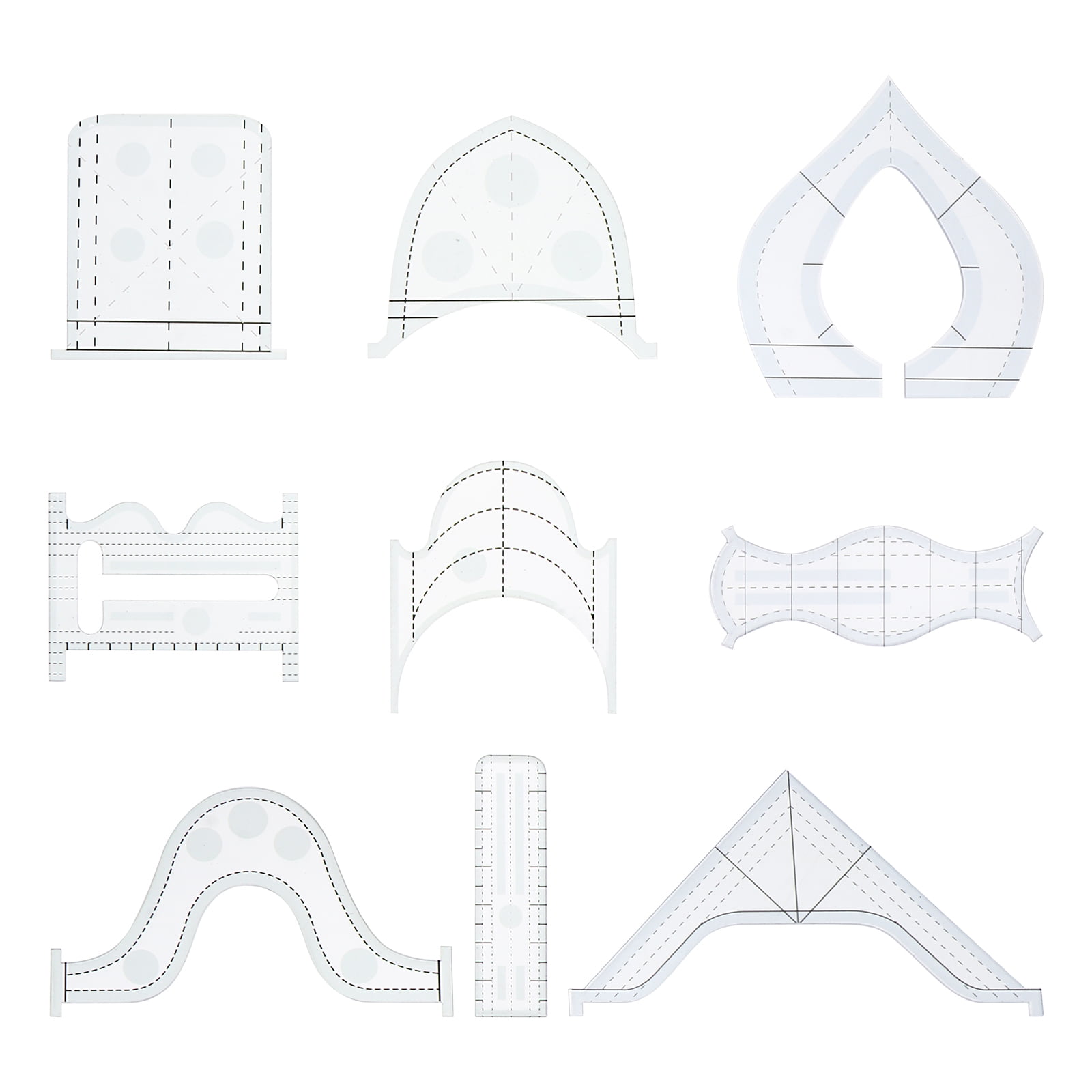 9pcs Free Motion Quilting Ruler Templates Quilter's Ruler Patchwork ...