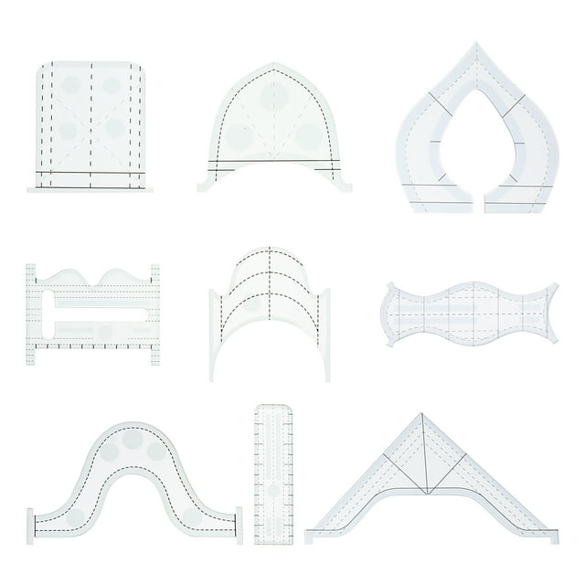 9pcs Free Motion Quilting Ruler Templates Quilter's Ruler Patchwork ...
