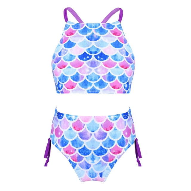 DPOIS Kids Girls Beach Sport Criss Cross Tankini Top Bottom Bikini ...