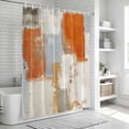 Burnt Orange Shower Curtain, Modern Geometric Grey Oil Painting ...