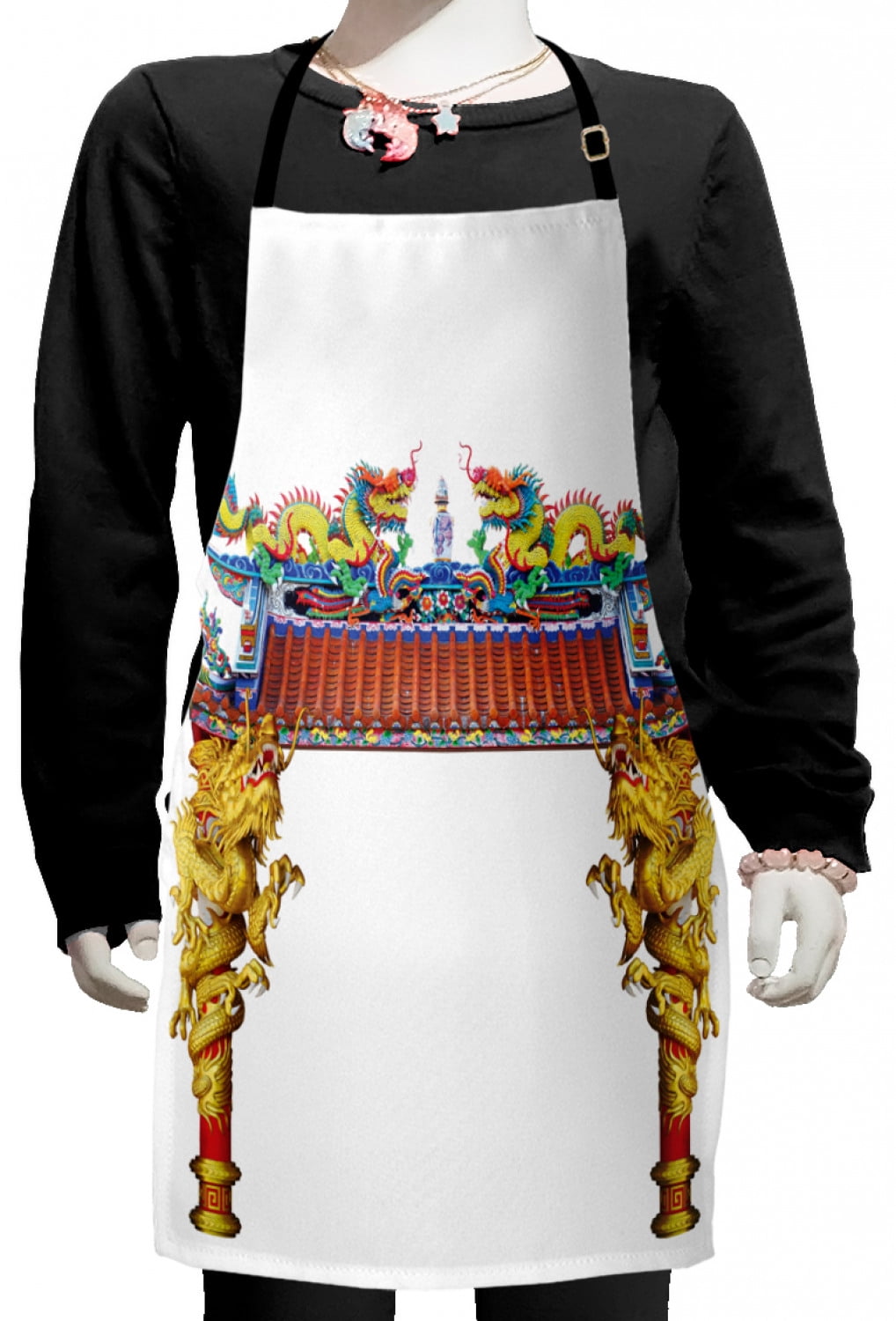 Dragon Kids Apron, Chinese Style Dragon Archway over Pillars in ...