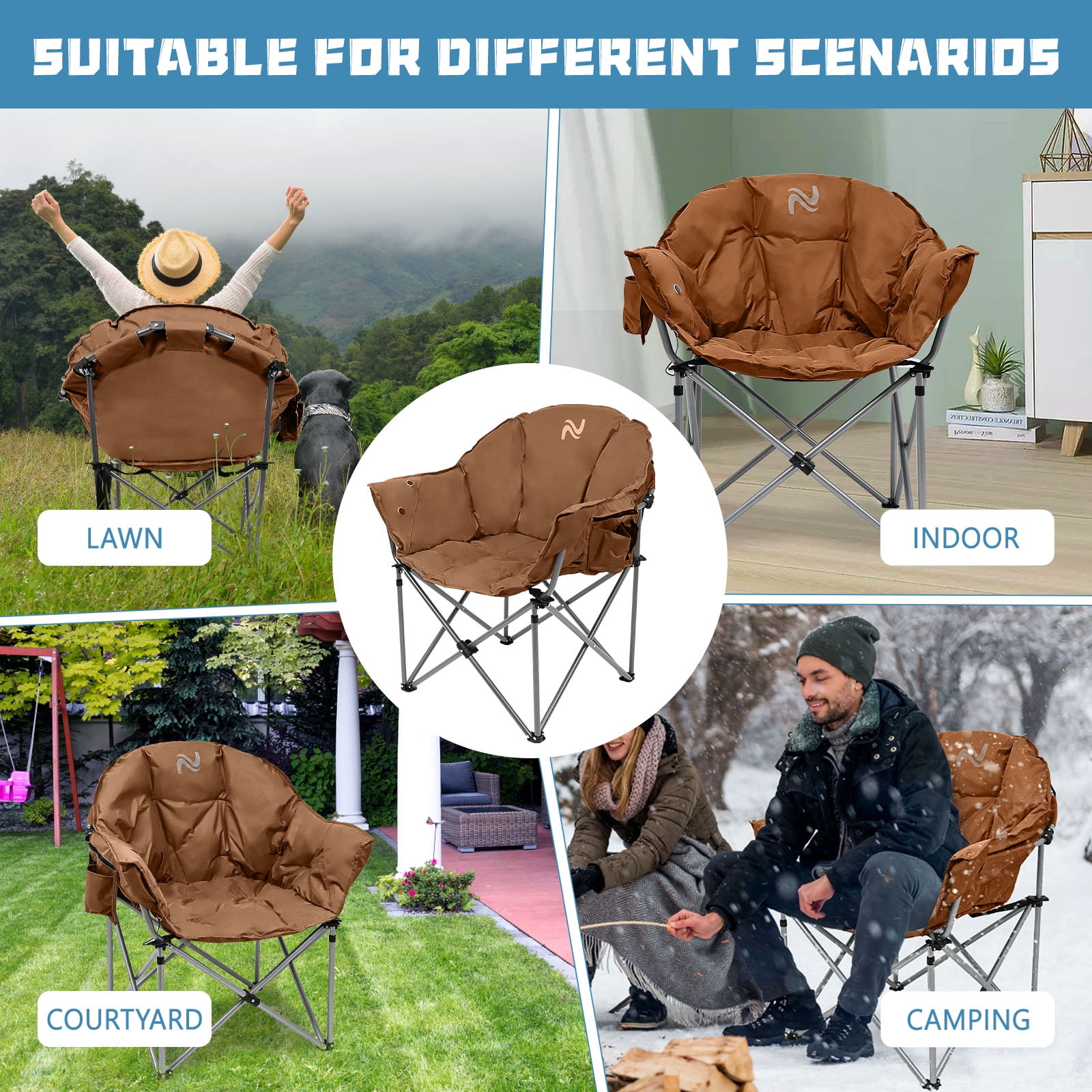 MOPHOTO Heated Camping Chair Heated Folding Chairs for Outdoor Sports Portable Heated Chair for Adults Supports 500 Lbs Perfect for Camping Outdoor Sports Picnics Walmart