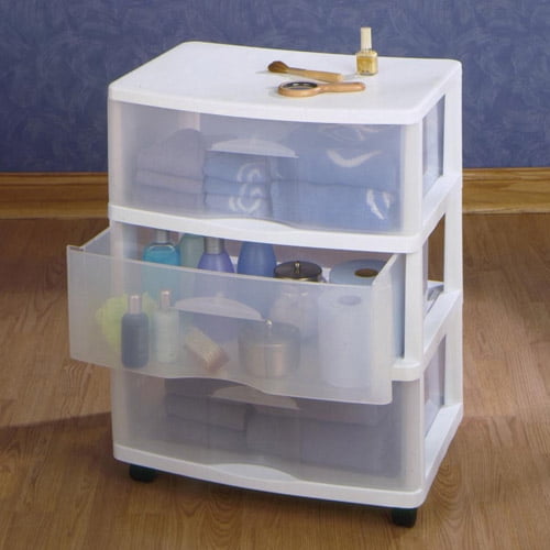 Mainstays 3 Drawer Wide Cart White