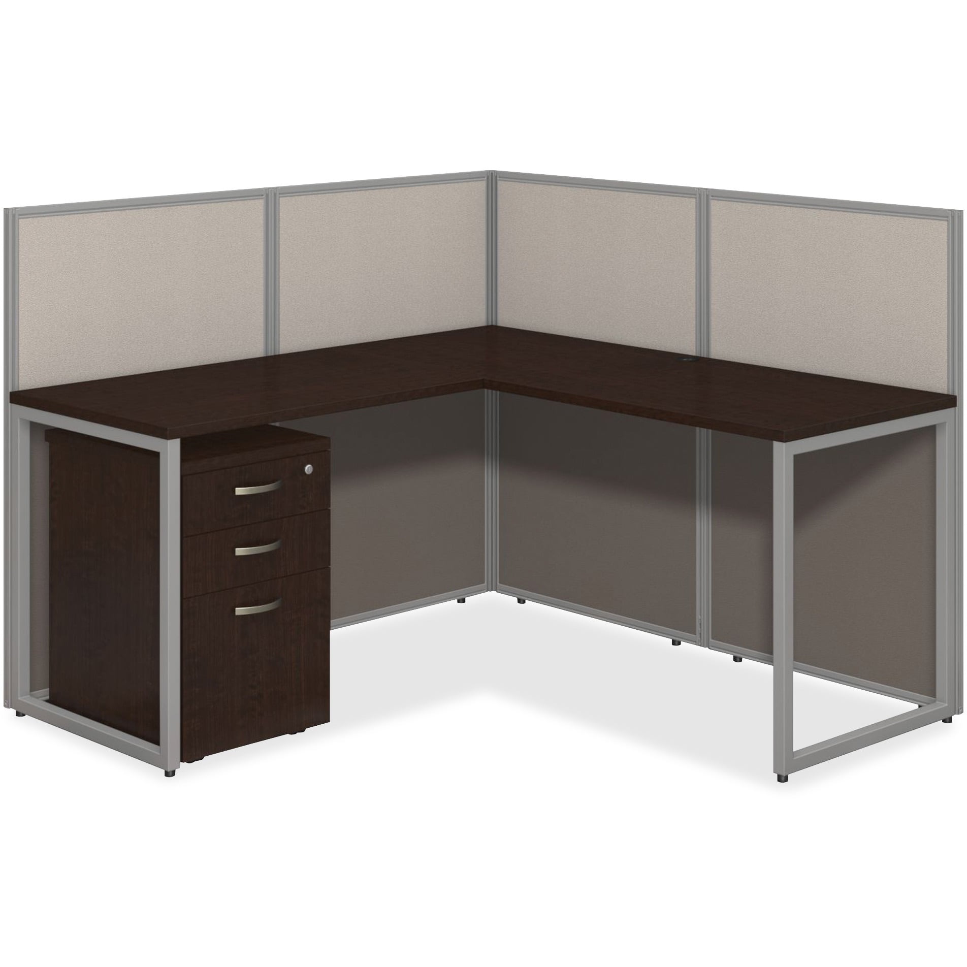 Bush Easy Office Mocha Cherry 60W L Desk Open Office with 3 Drawer ...