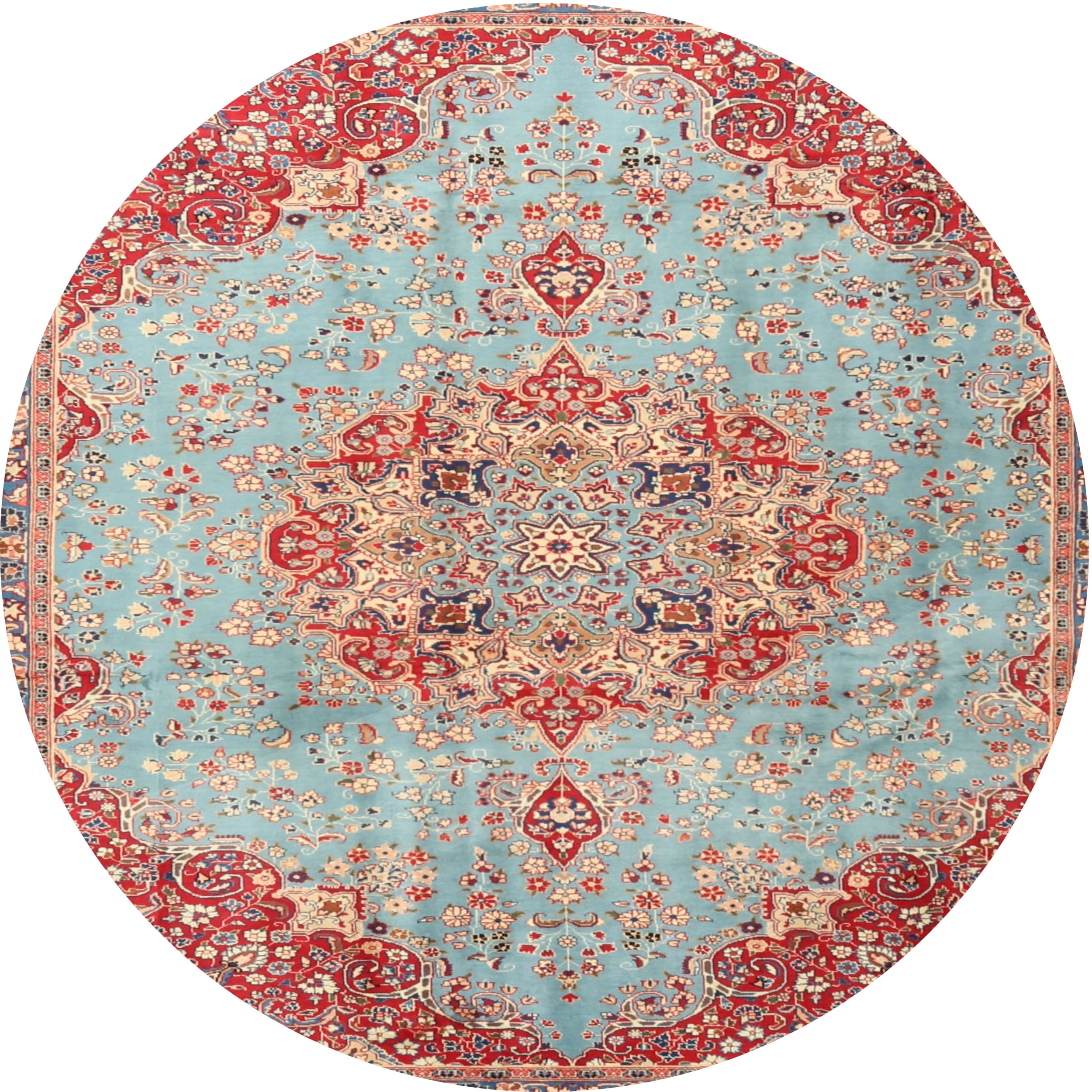 Ahgly Company Indoor Round Traditional Cherry Red Persian Area Rugs, 3 ...