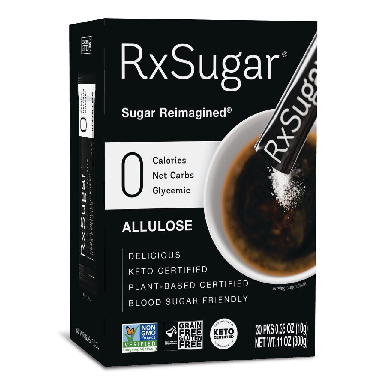 RxSugar 30 Stick Pack Carton Zero Calorie Allulose Keto Sugar ...