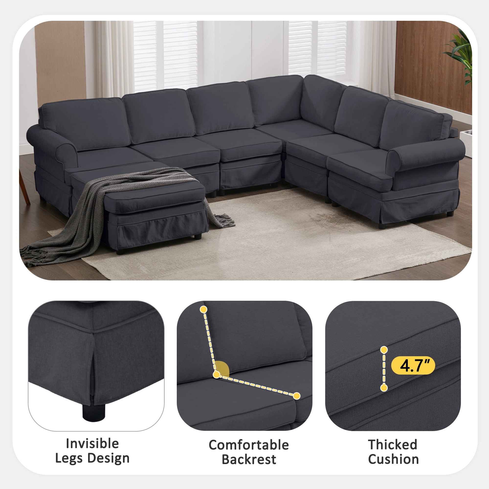 108 X 84 Sectional Sofa | Baci Living Room