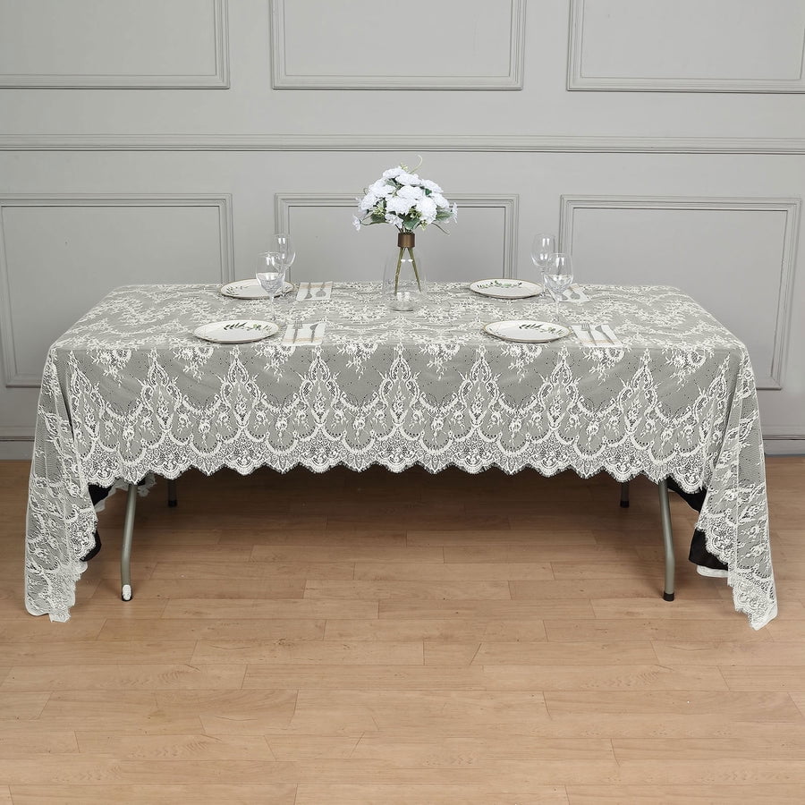 Efavormart 120"x60" Ivory Premium Lace Rectangle Tablecloth Vintage ...
