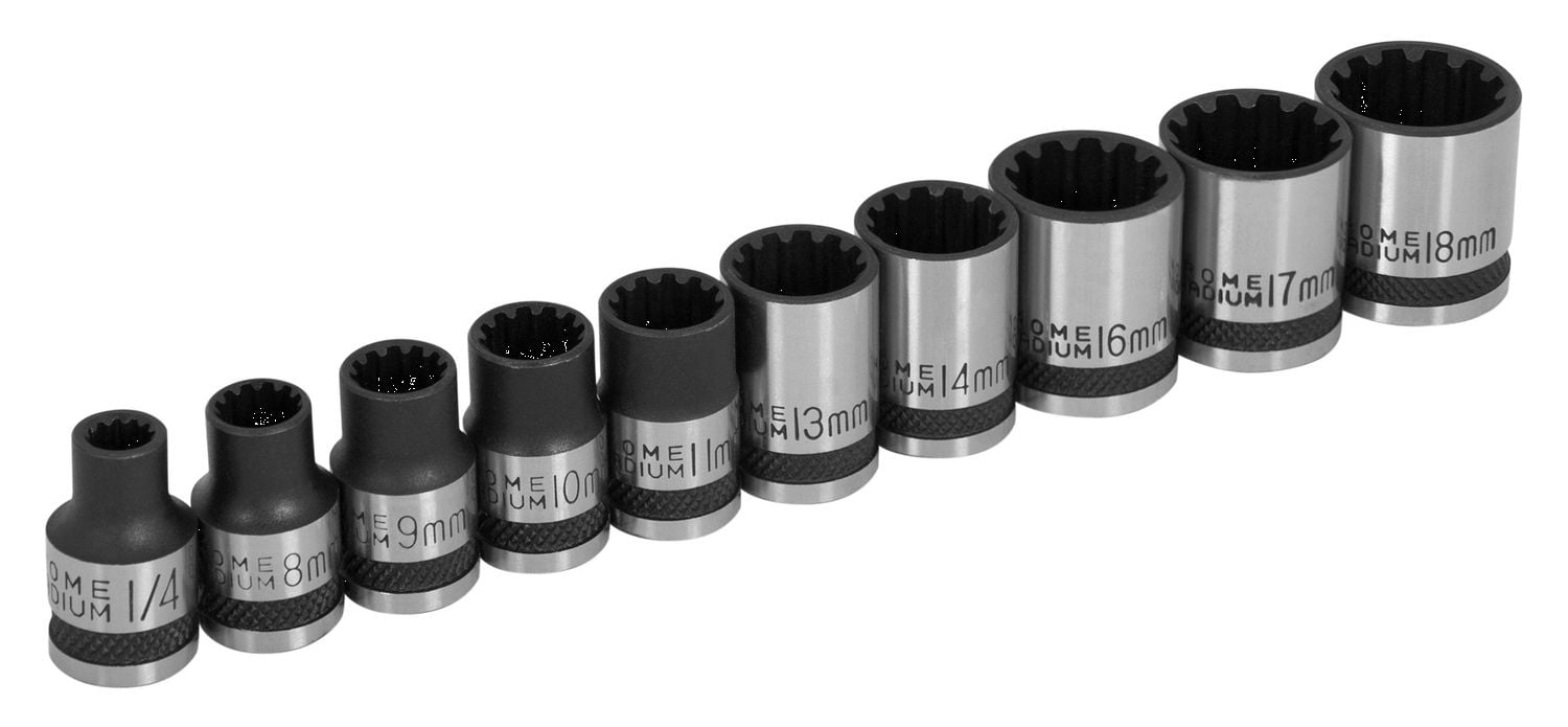 Performance Tool W38194 10 Piece 3/8 Inch Drive Spline Socket Set ...