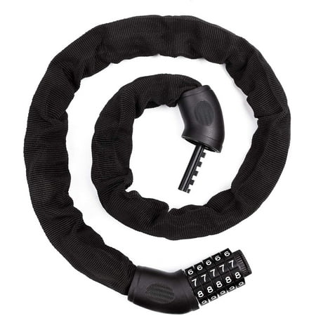 Bike Chain Lock, 5 Digit Resettable Combination Padlock Locks, 4FT/3 ...