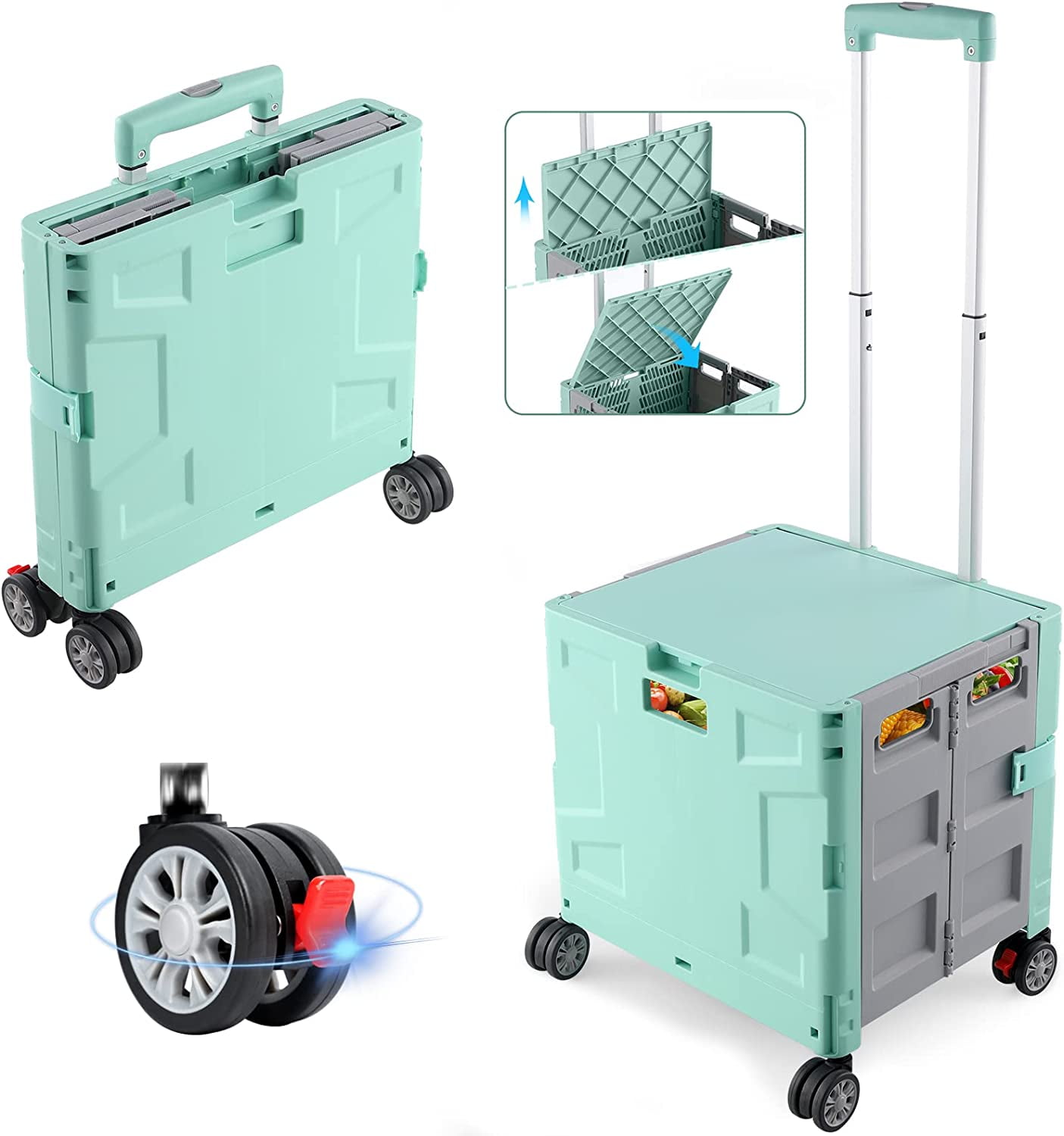 Buy Folding Utility Cart Portable Rolling Crate Hand Truck Teacher Cart ...