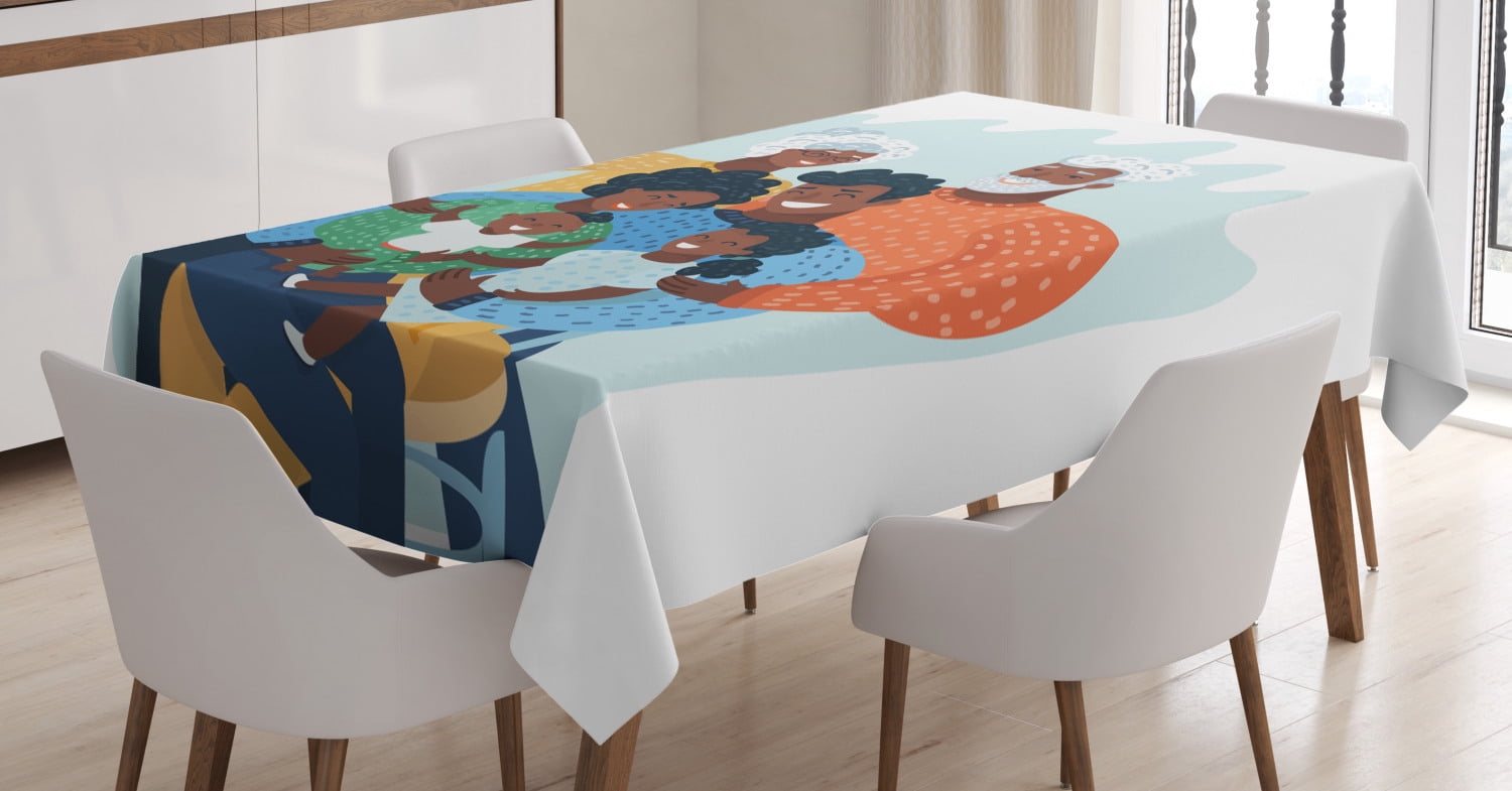 Ambesonne Family Tablecloth Rectangular Table Cover, Cozy Scene Parents ...