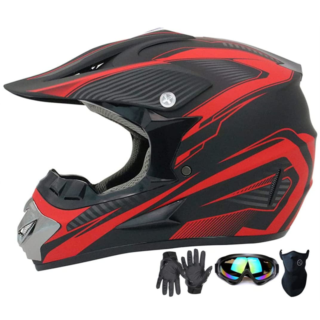 Casco de motocross SanQing Trend integral con certificación DOT, rojo ...