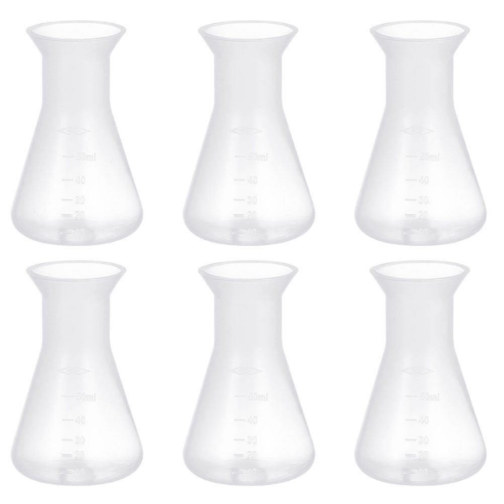 6 matraces cónicos de plástico de 50 ml para experimentos, botella ...