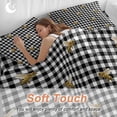 Bee Duvet Cover Set Twin Size, Country Bees Black White Buffalo Plaid ...