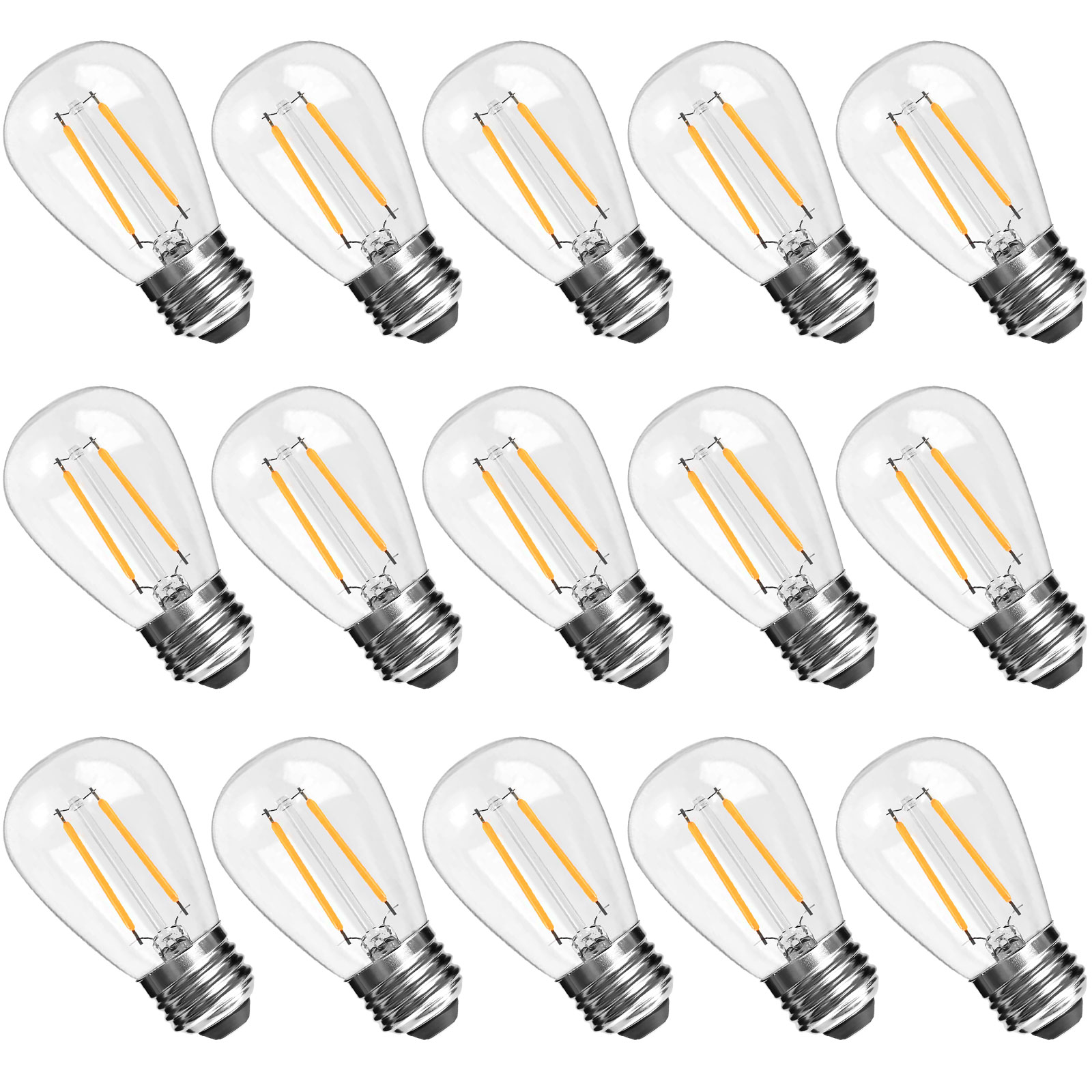 BRIMAX 15Pack S14 2W 2700K Soft White LED Filament Bulbs, E26 Medium Screw Base 2W to Replace 11 ...