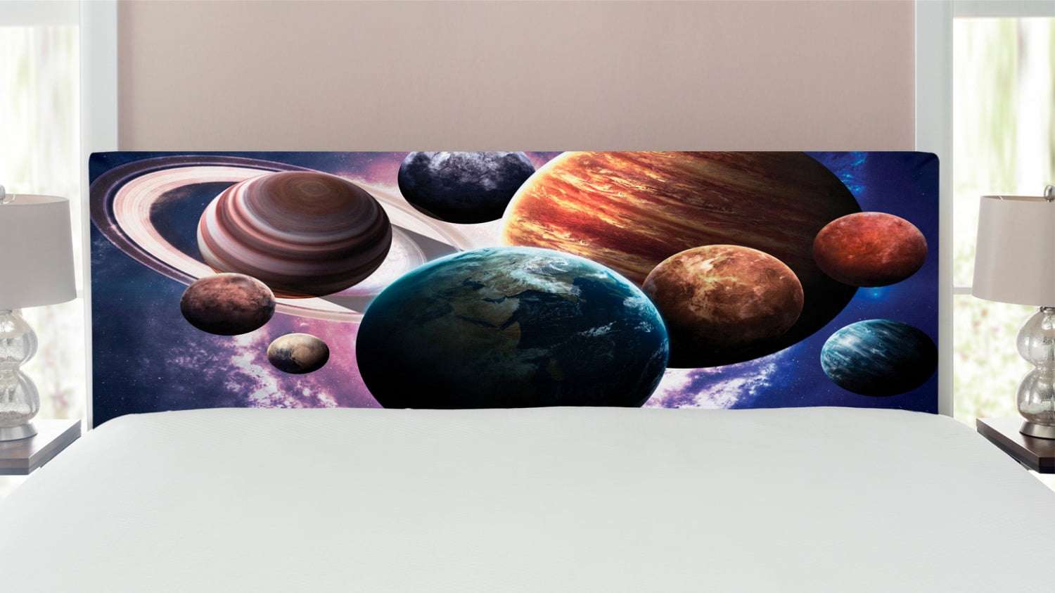 Space Headboard, Solar System Planets All Together in Space Mercury ...