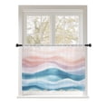 Blue Pink Sheer Curtains 45 Inch Long 1 Panel Ombre Sea Wave Abstract ...