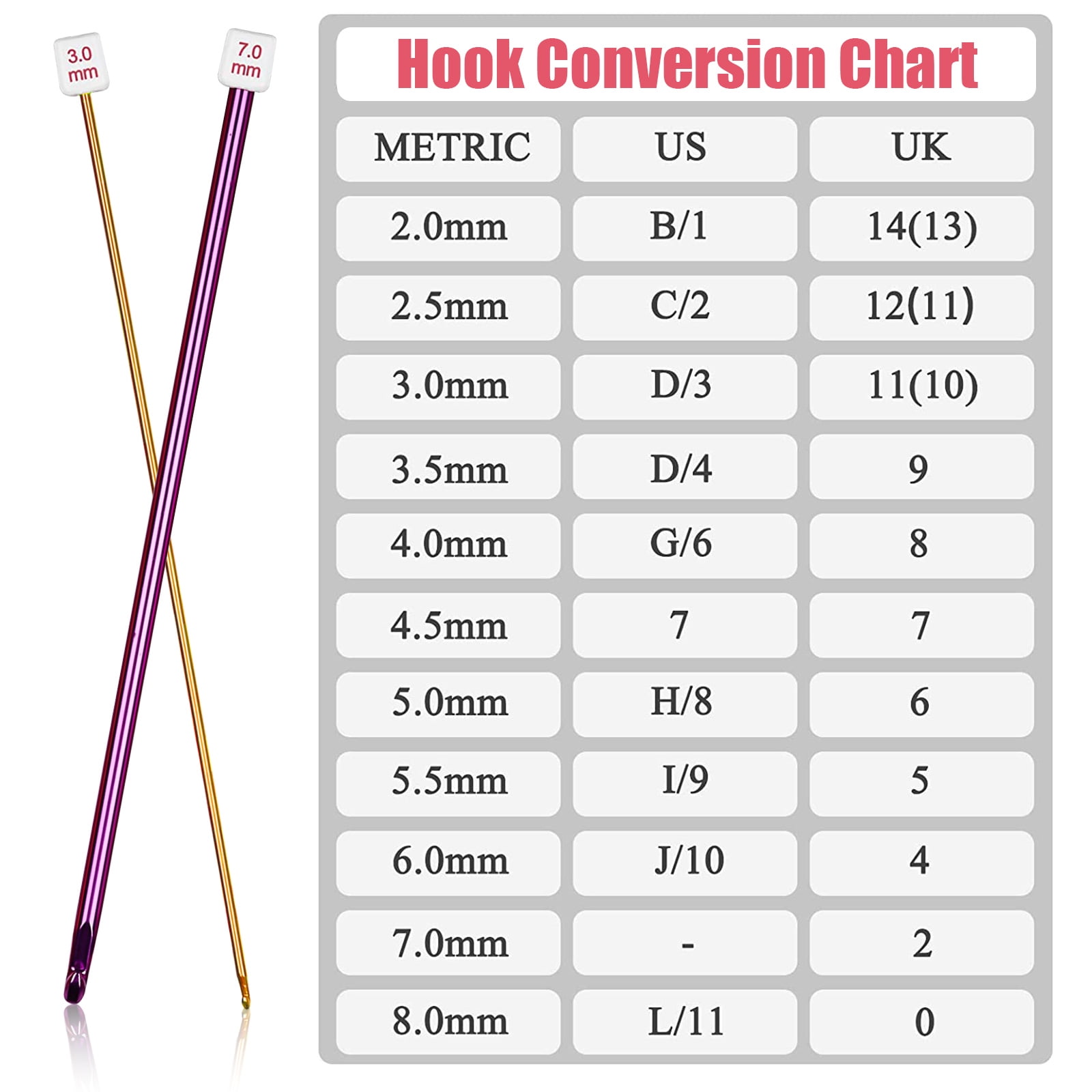 46pcs 9 Sizes Lighted Crochet Hooks Set, Ergonomic Rechargeable LED ...