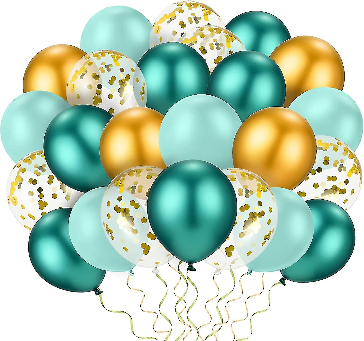 40 Piezas Globos Verde Azulado Oro Verde Globos Dorados Metálicos Verde ...