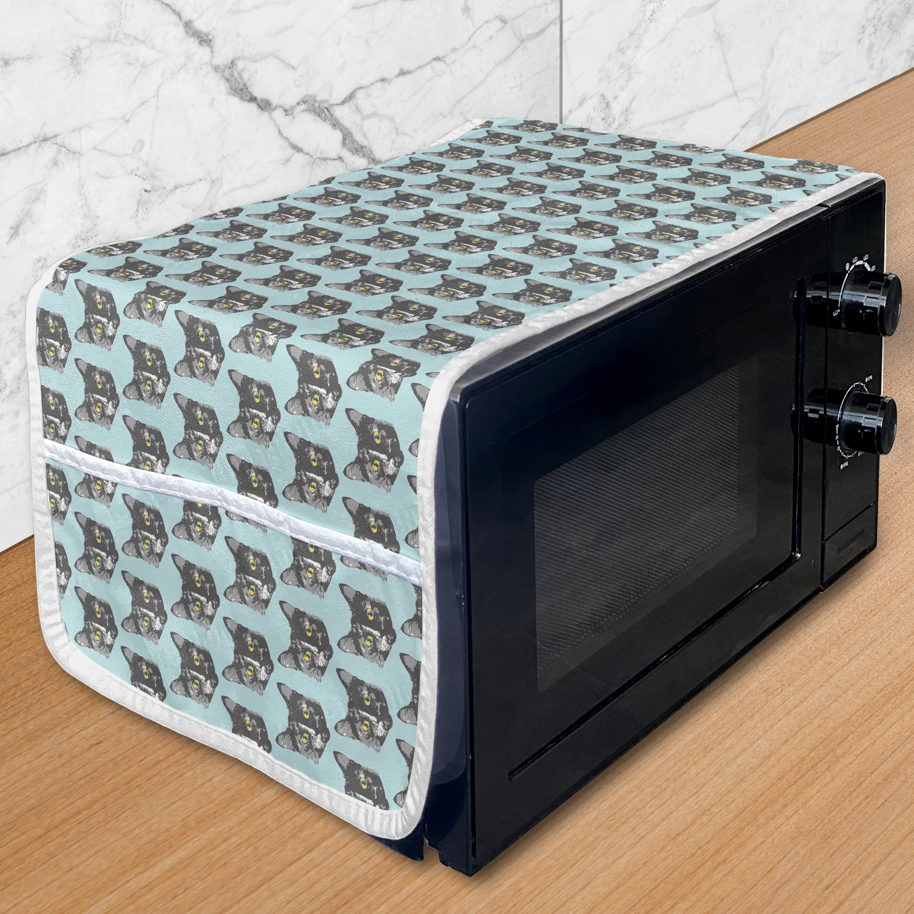 Cat Microwave Oven Cover, Pet Kitten Portraits Graphic Kitty Faces ...