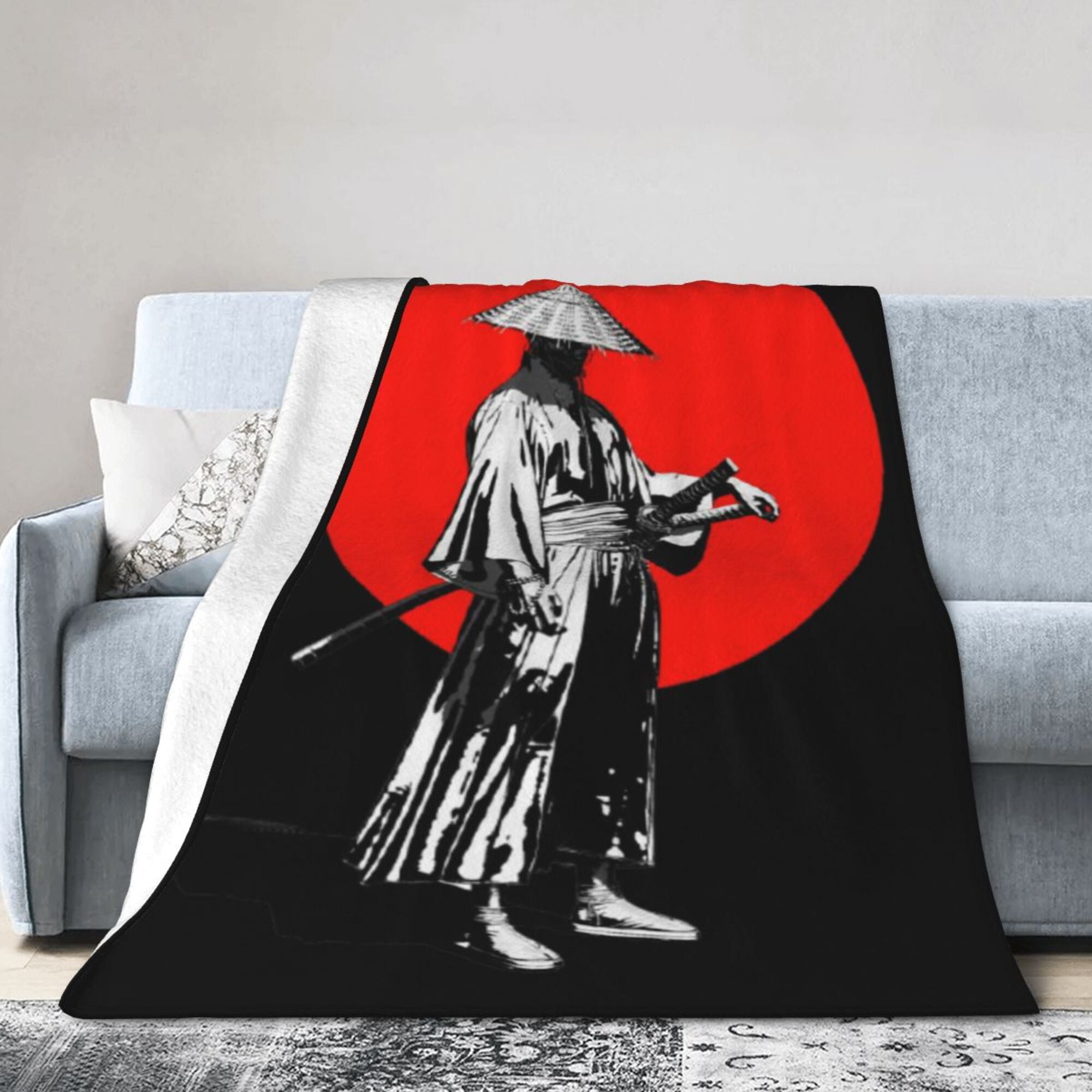 Throw Blanket Japanese Warrior Sword For Couch-Ultra-Soft Micro Fleece ...