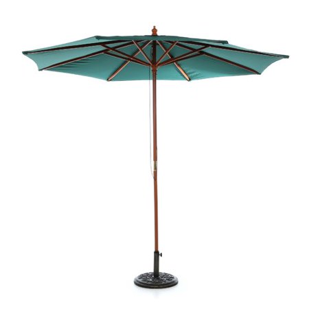 International Concepts Market Umbrella, 9', Wooden Pole, Hunter Green ...