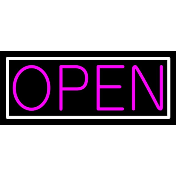 Purple Border With White Open LED Neon Sign 13 x 24 - inches, Black ...